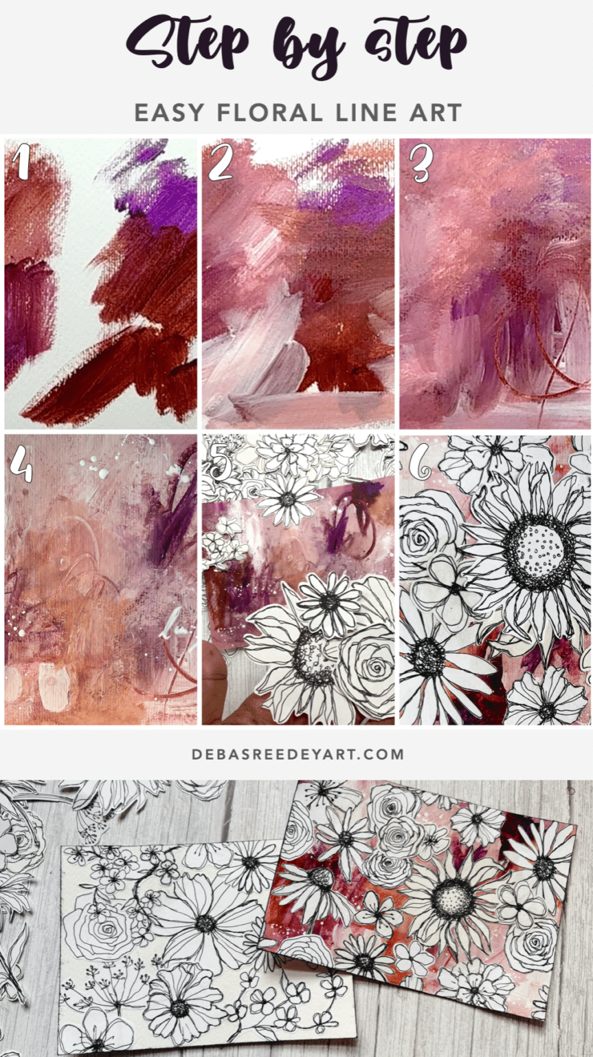 Black-and-White Floral Line Art with Messy Flower Doodles - Debasree ...