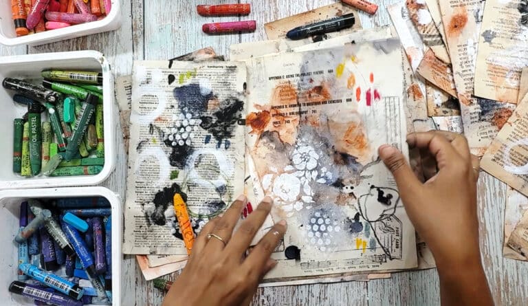 Black and White Collage Papers from Old Book Pages - Debasree Dey Art