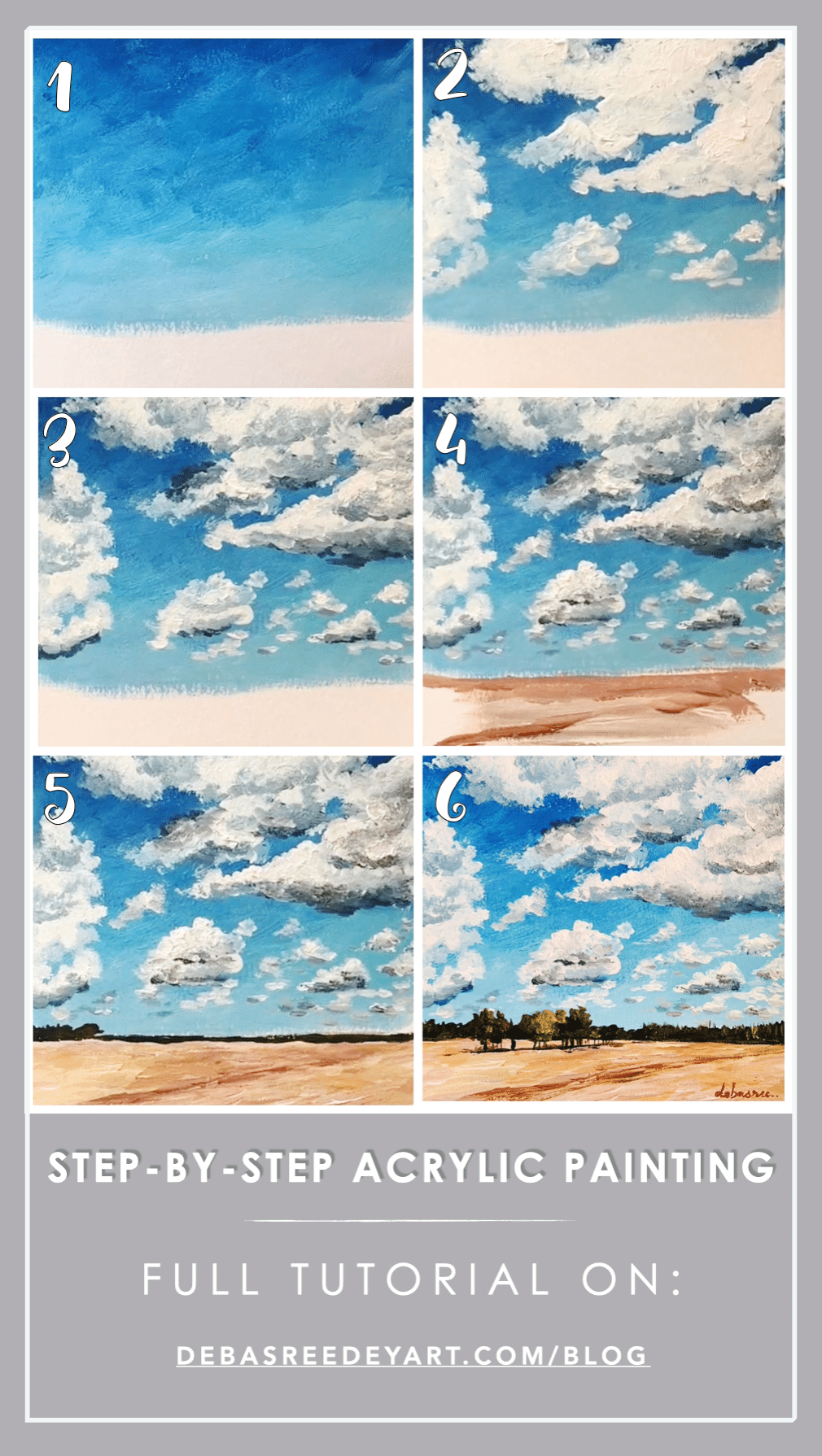How to Paint a Stunning Easy Acrylic Landscape in 6 Steps 🎨 - Debasree ...