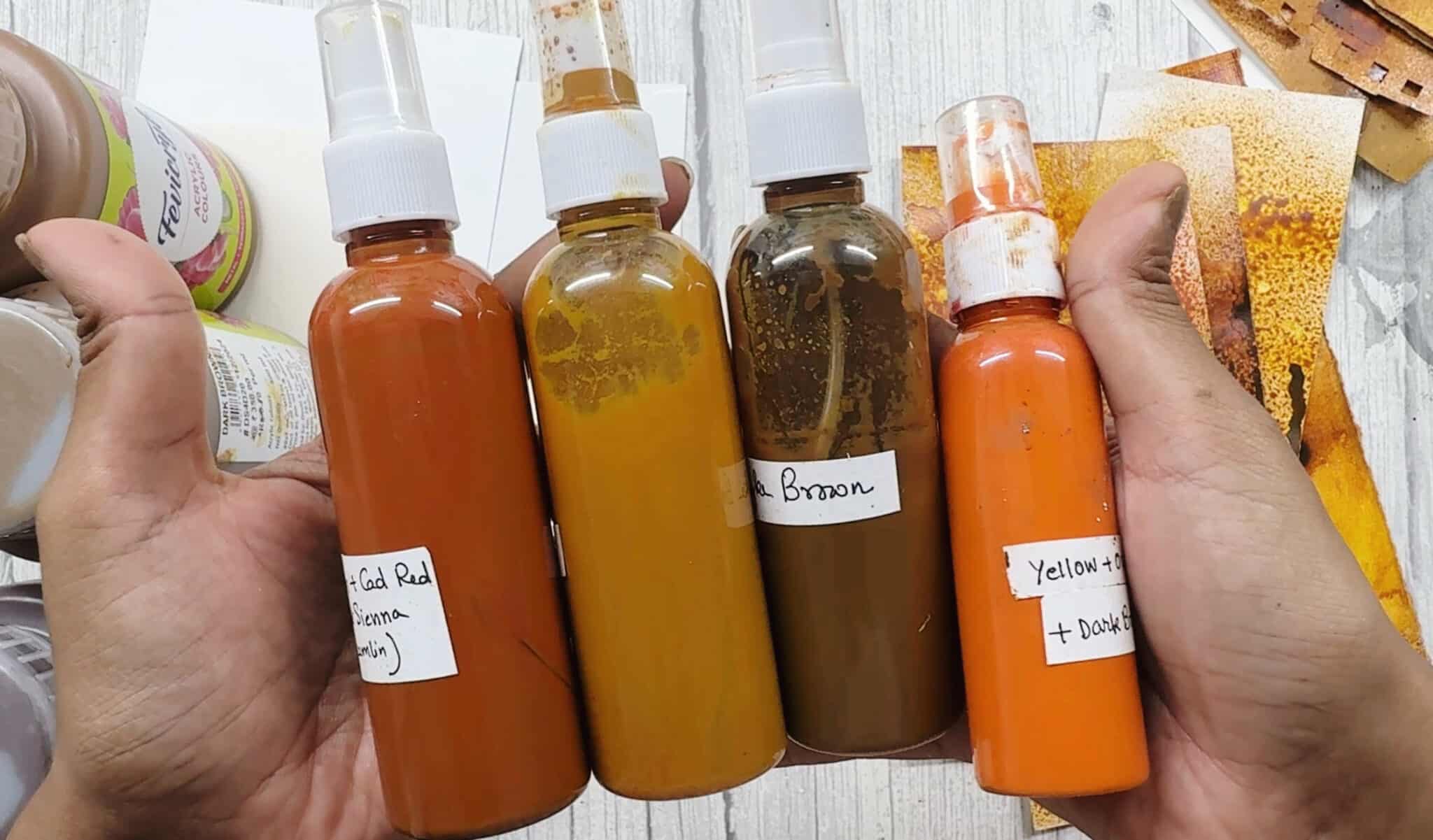 Rust Colored Collage Papers Using Just Acrylic Paints (No Real Rust Needed!) - Debasree Dey Art