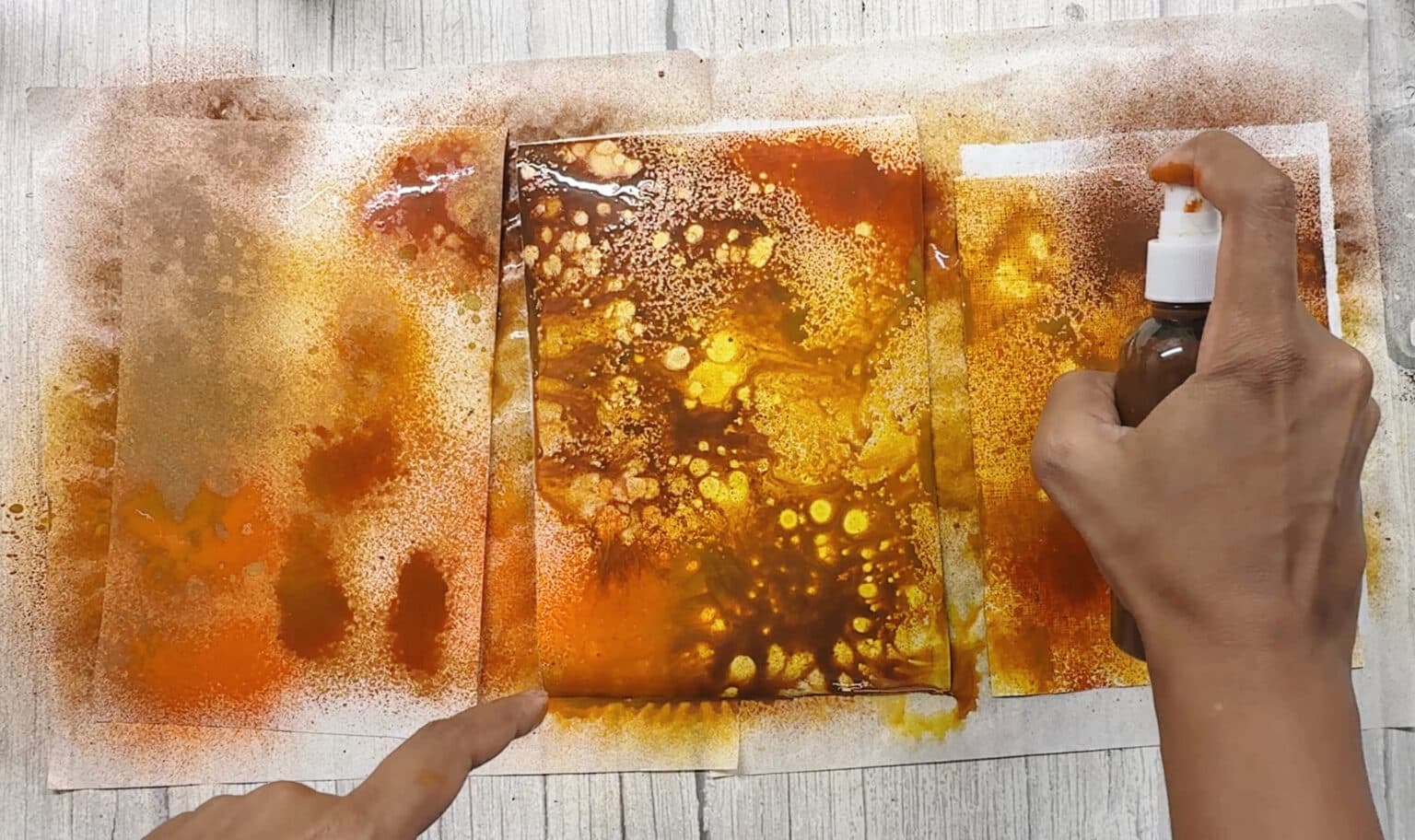 Rust Colored Collage Papers Using Just Acrylic Paints (No Real Rust Needed!) - Debasree Dey Art