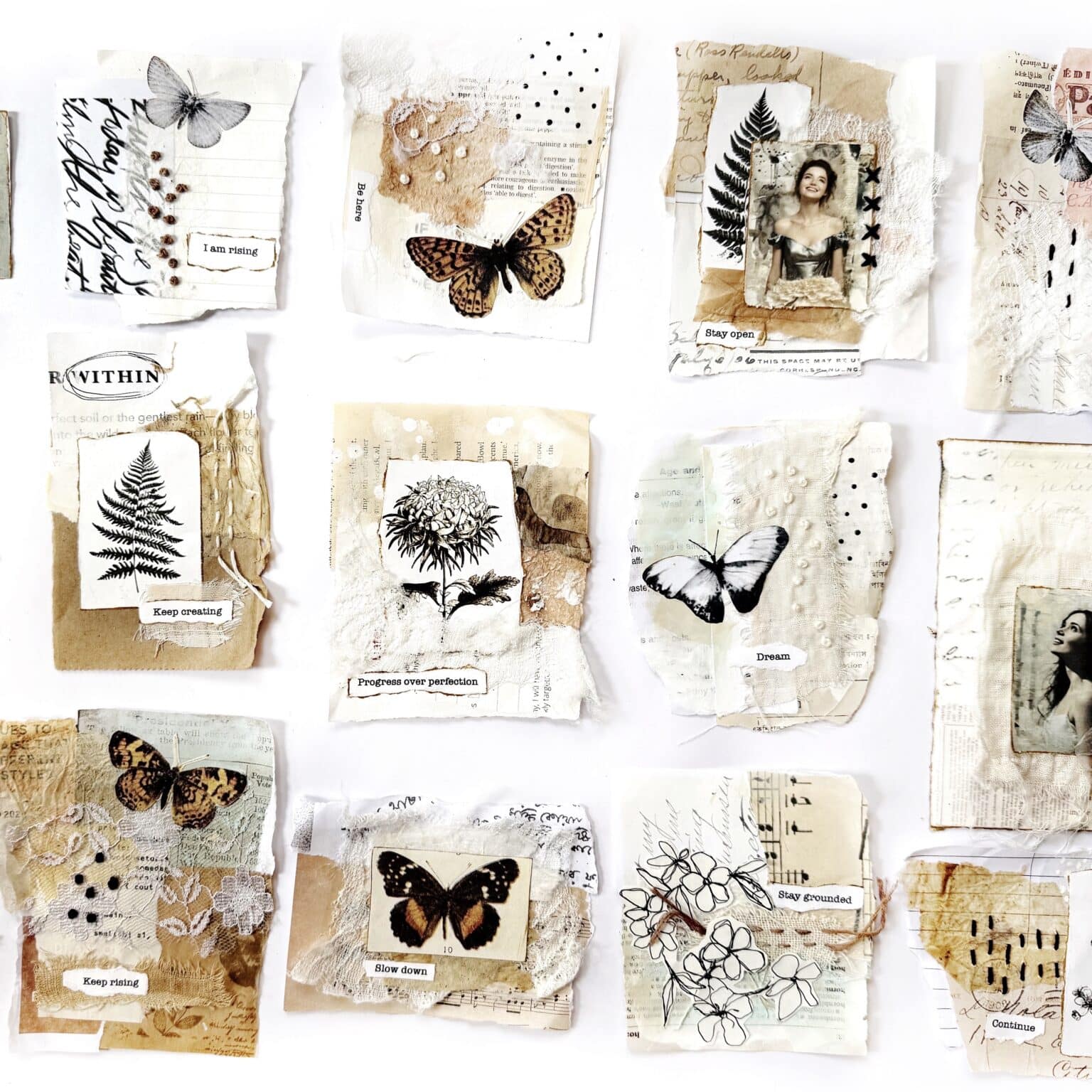 30+ Neutral Collage Cluster Ideas for Art Journals - Debasree Dey Art