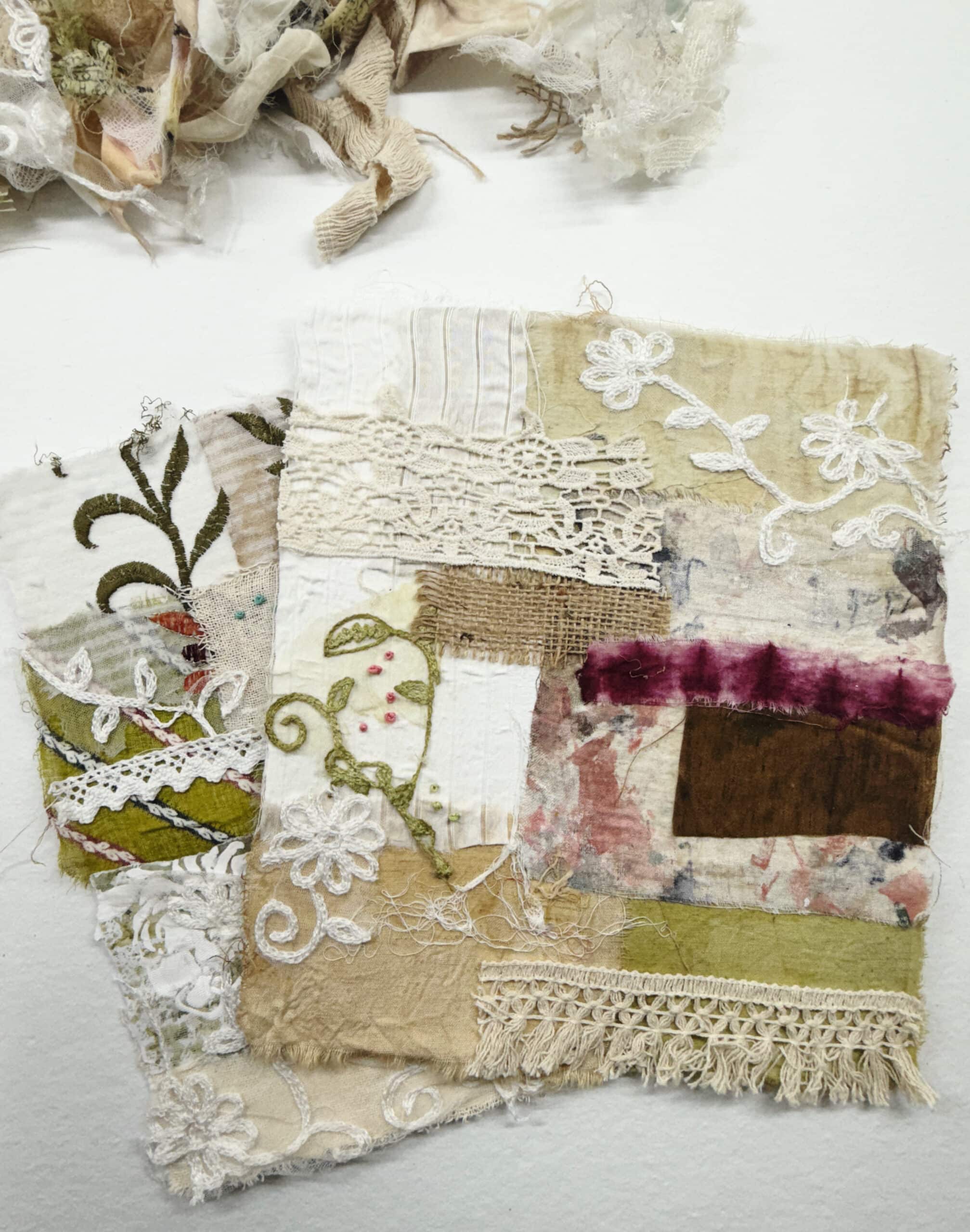 25+ Stunning Fabric Collage Ideas: Small Textile Art Built from Scraps ...